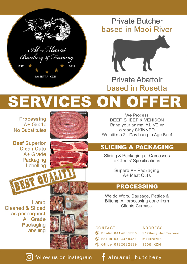 Al'Marai Butcher & Farming. Services Offered